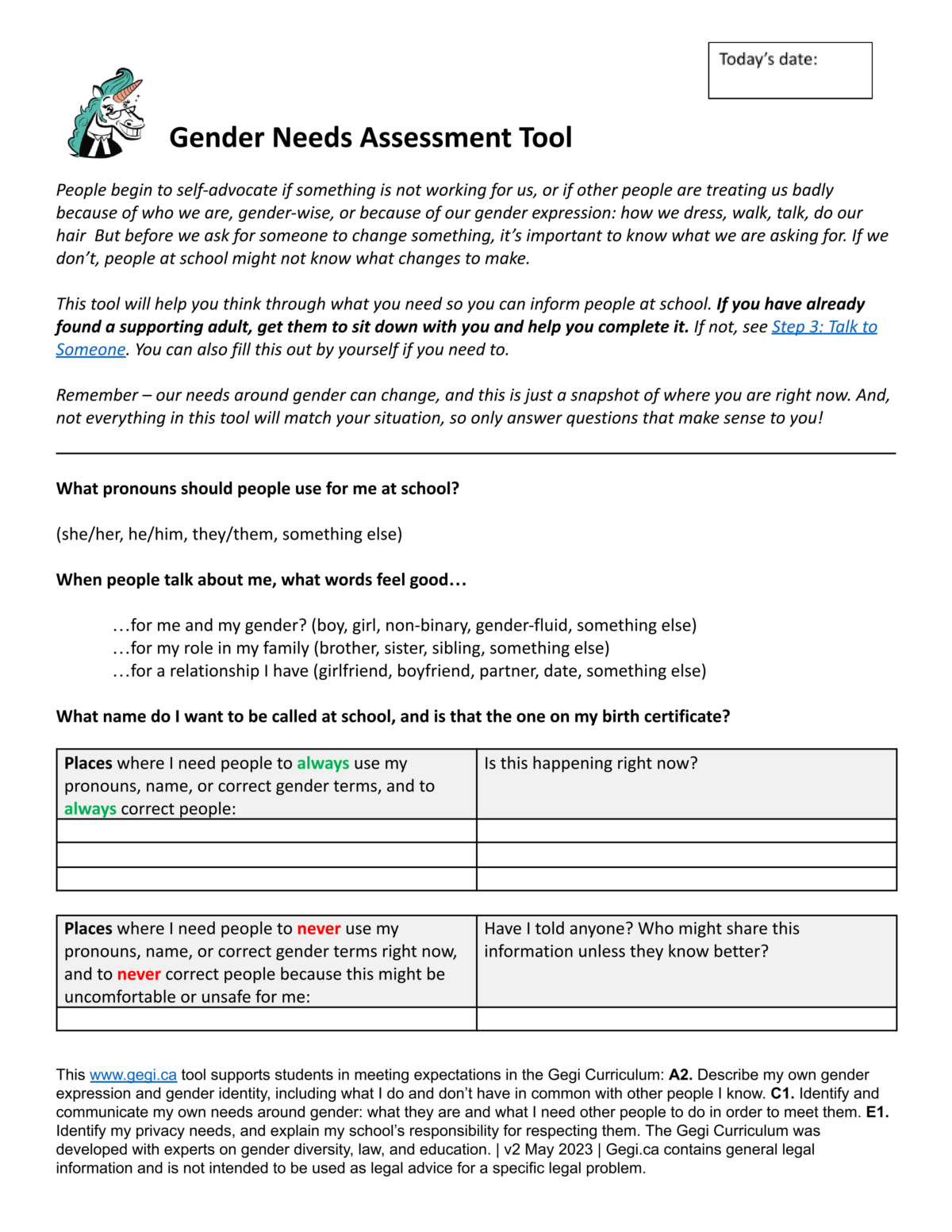 Self-Advocate - GEGI